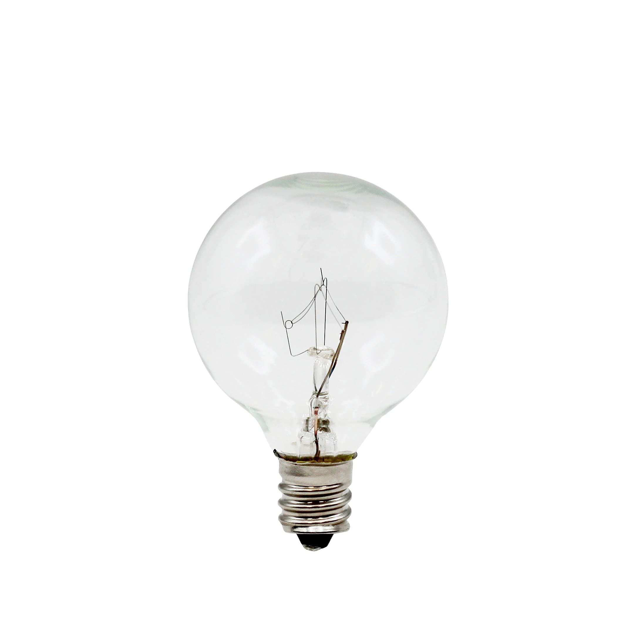 Creative Hobbies Clear Globe G40 Replacement Bulbs for Outdoor String Lights - 5W 120V Fit E12 C7 Candelabra Screw Base Light Sockets, 1.5 Inch Size for Patio String Decor | 25 Pack