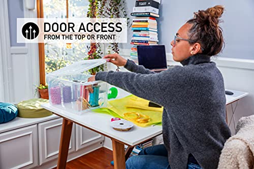 Rubbermaid X-Small All-Access Tote with Lids, Pack of 6, Stackable Storage Bins with Clear Drop-Down Door and Carry Handles, Closet Organization Containers, Clear