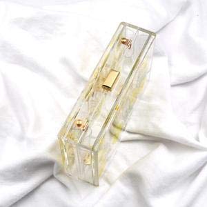 Transparent Floral Imprinted Acrylic Box Clutch