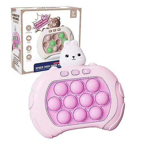 Quick Push Bubble Competitive Game Console Series, Quick Push Game Console, Decompression Breakthrough Puzzle Pop Game Machine, Multiple Game Modes Toy for 3+ Years (Pink)