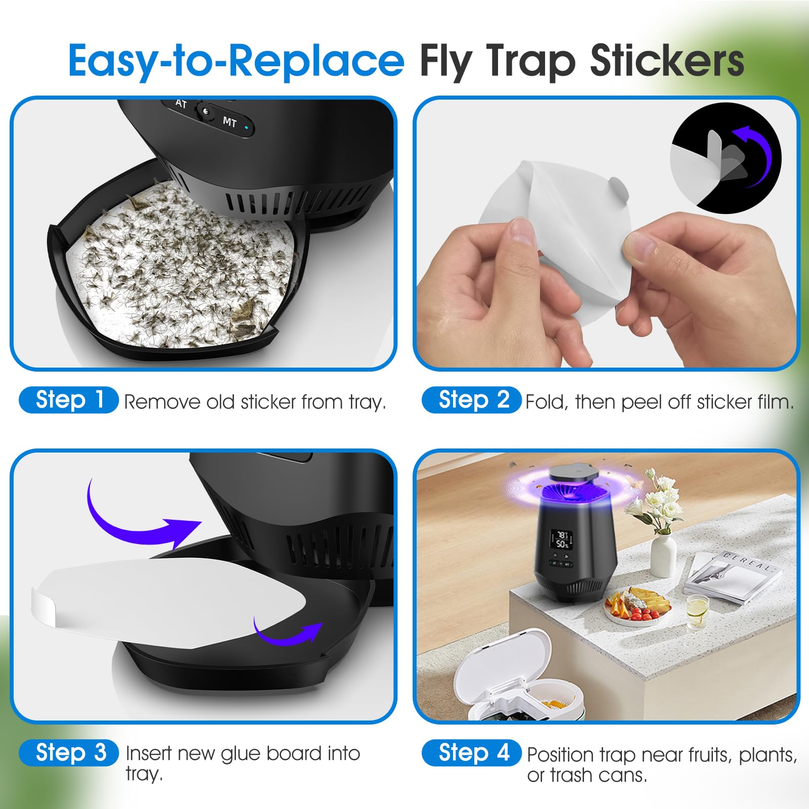 Fooxem Glue Board Refills for Fruit Fly Traps Indoor, Replacement Sticky Boards for Gnats Moths Mosquitos Pest Control, 10 Pack