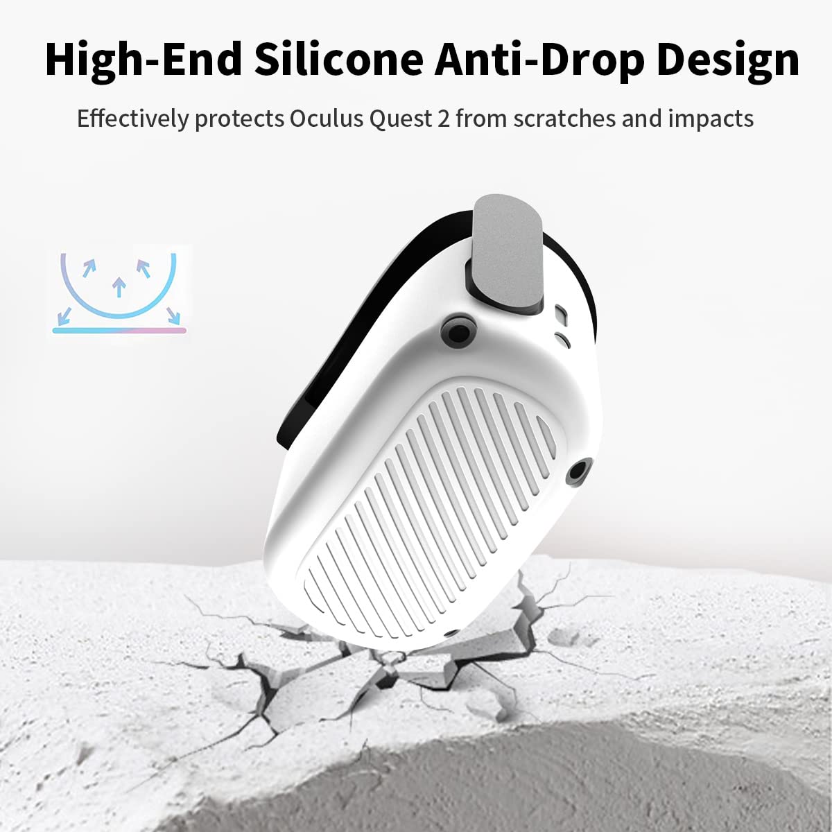 Woocon [3in1] Shell Front Face Protector Cover for Oculus Quest 2 Accessories,VR-2 Waterproof Silicone Face Cover Pad and Protective Lens Cover Anti Scratch Anti Dust Anti Shock VR-2 Case(White)