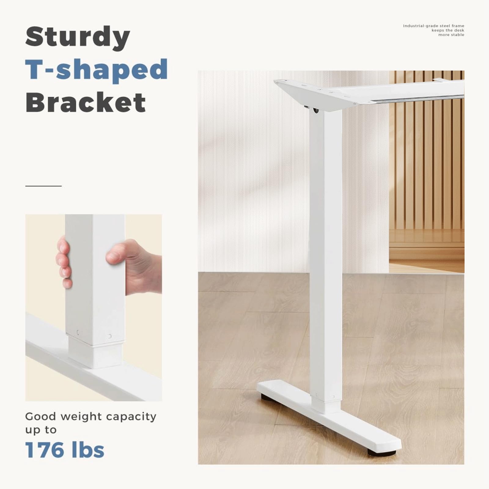 Electric Standing Desk, 63 Inches Lift Motorized Gaming Table with T-Shaped Metal, Ergonomic Memory Controller Sit Stand Desk,Standing Desk Adjustable Height for Home Office, Natural