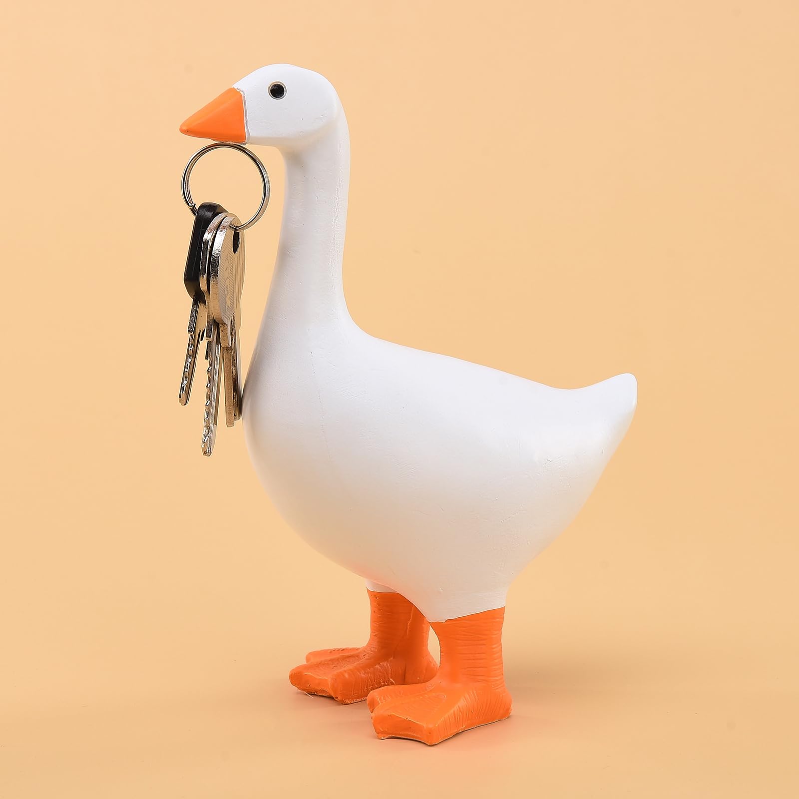 Goose Magnetic Key Holder, Resin Goose Duck Figurine Statue Magnetic Tool Holder, Cute Animal Figurines Key Holder, Hanging Storage Rack Ornament, Animal Figurines Key Storage Rack for(Orange)