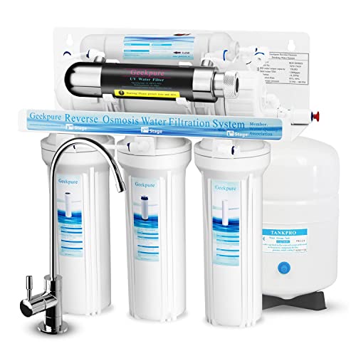 Geekpure 6 Stage Reverse Osmosis Drinking Water Filter System with UV Filter-75GPD