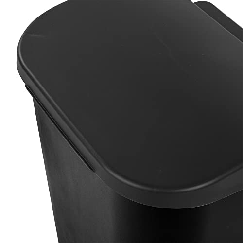 Sterilite 11.3 Gallon D Shape Flat Side Lift Top Lid Wastebasket Trash Can for Kitchen, Home Office, and Garage, or Workspace, Black (12 Pack)