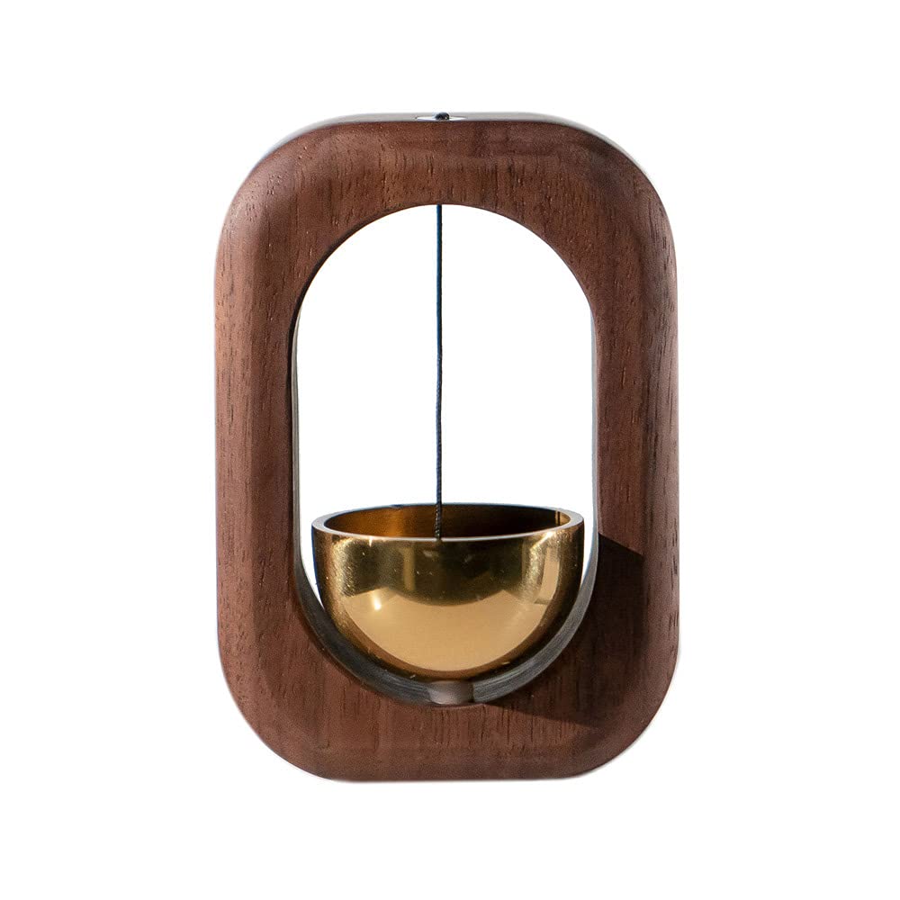Wood Shopkeepers Bell for Door, Magnetic Japanese Style Doorbell, Suction Store Entrance Alert Chime, Refrigerator Magnets Home Garden Welcome Wind Chime Housewarming Gift (Black Walnut)