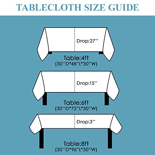 VidaFete 60*102inch Rectangle Tablecloth Polyester Table Cloth,Stain Resistant and Wrinkle Polyester Dining Table Cover for Kitchen Dinning Party Wedding Rectangular Tabletop Buffet Decoration(White)