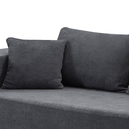 FANYE L-Shape Modular Sectional Sofa with Wide Left Chaise, Modern Living Room Sleeper Upholstered Foam Couch for Home Apartment, 2 PC Free Combination Higher Seat Cloud Sofa&Couch W/5 Pillows, Grey