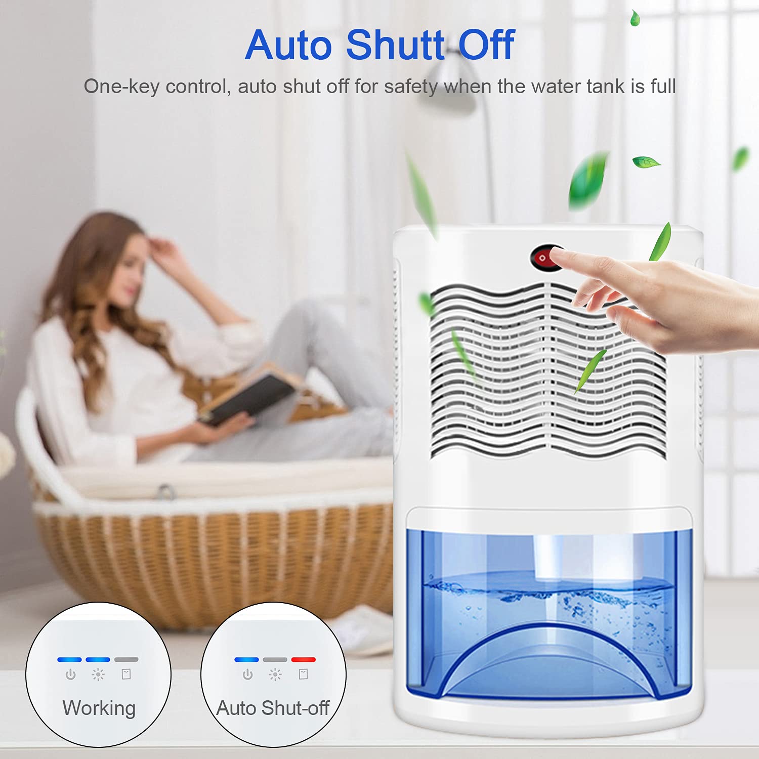 COSVII Dehumidifier for Bedroom,Up to 680 Sq.ft Small Dehumidifier Ultra Quiet Dehumidifiers for Home Bathroom Closet Kitchen with 68oz(2000ml) Water Tank