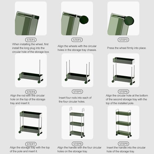 Compact Storage Cart for Tight Spaces 1 Set Crevice Cabinet Rolling Clear Bathroom Organizer Shelf Multi Layers Large Capacity Moveable Laundry Room Atrovirens Triple Layer