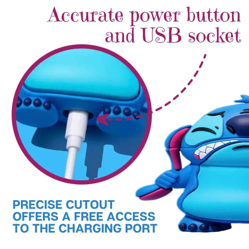 Stitch AirPods Pro Case Soft Silicone Shockproof Cover for Apple Airpods Pro 3D Cute Cartoon Creative Fun Stitch Airpod Case with Keychain Design for AirPods Pro Charging Case