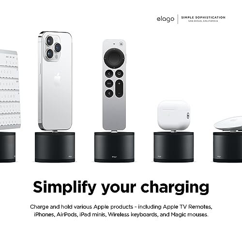 elago D Stand Charging Station Compatible with Apple Devices - Charging Dock Compatible with Apple TV Remote, Compatible with iPhone and More, Premium Aluminum, Cable Required (Black)