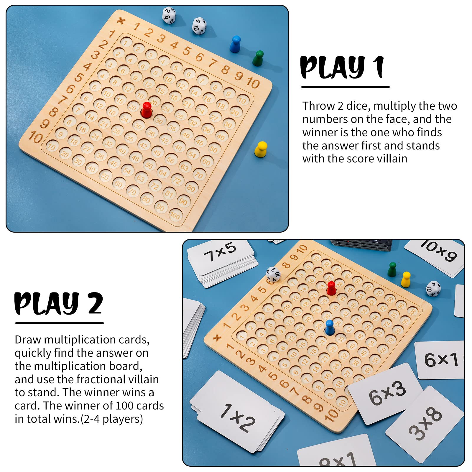 DragonflyDreams Wooden Multiplication Table Board Game Montessori Maths Board, Children Counting Toy Educational Wooden Math Table Board Game for Toddlers Kids Over 3 Years Old