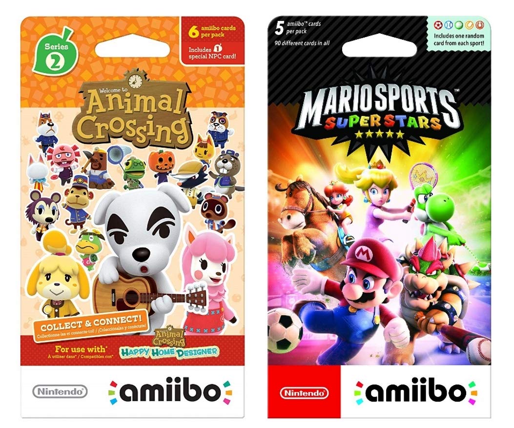 Nintendo Animal Crossing Cards Series 2 (Pack of 6 Cards) and Mario Sports Superstars amiibo (Pack of 5 Cards) - Bundle - Nintendo Switch ,3DS and Wii U