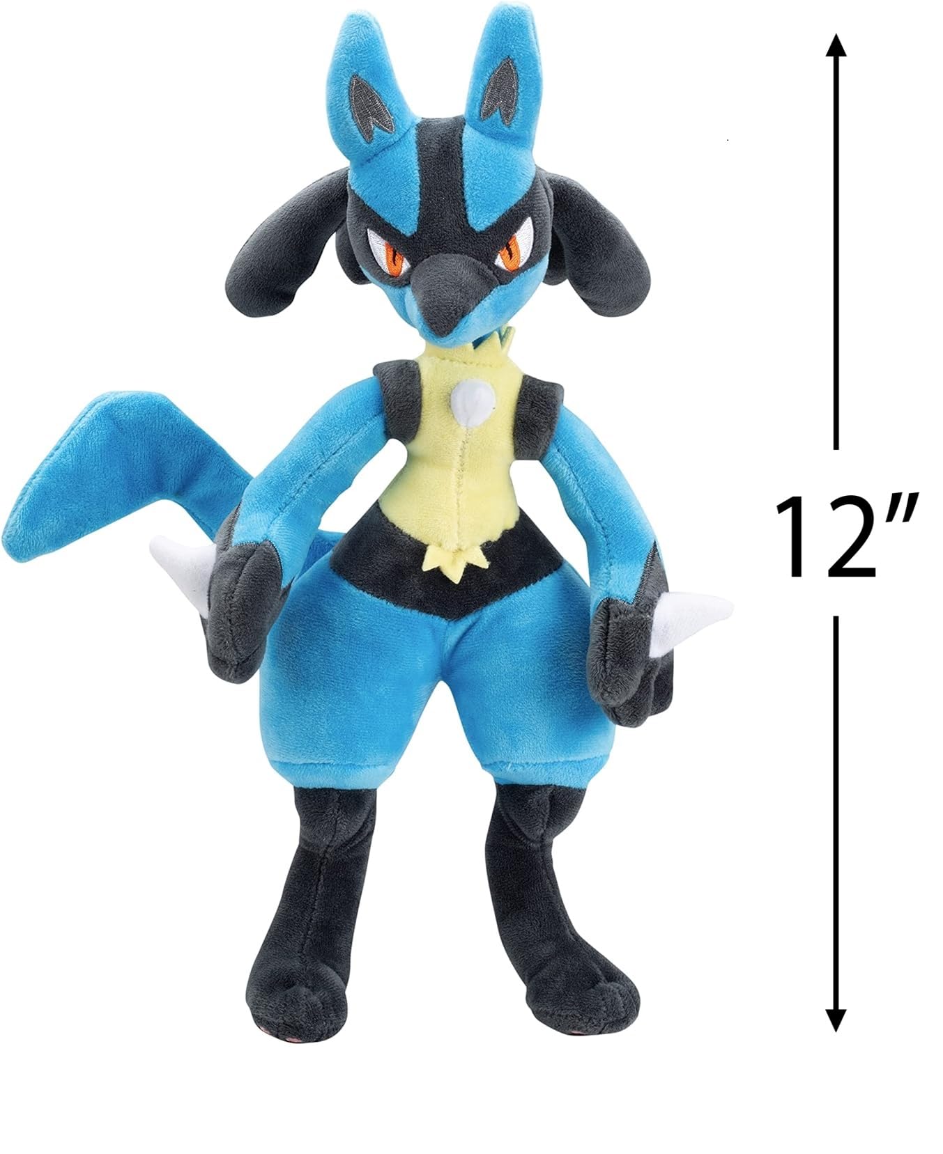 Pokemon 12" Large Lucario Plush - Officially Licensed - Generation IV Figure - Authentic Soft Stuffed Animal Toy - Valentine's Day & Easter Basket Stuffer Gift for Kids, Boys, Girls - 2+