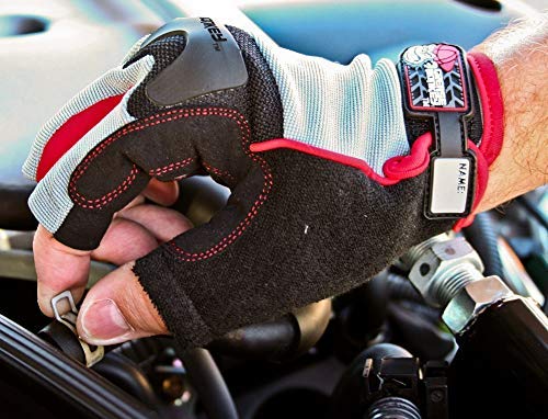 GREASE MONKEY 22102-23 Pro Fingerless All Purpose Work Gloves & Workout Gloves, Single Pair, Medium