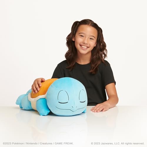 Pokemon 18-inch Plush Sleeping Squirtle - Cuddly Pokémon - Must Have for Pokémon Fans - Plush for Traveling, Car Rides, Nap Time, and Play Time