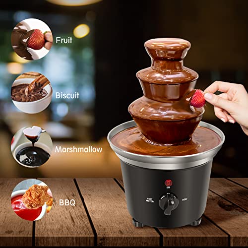 Electric Chocolate Fondue Fountain,Chocolate Melt Dipping Machine Warmer.1.2 Pound,BPA Free 3 Tier Mini Chocolate Fountain Melting Tower for Children's Party,Christmas Party, Family Gathering,Wedding.