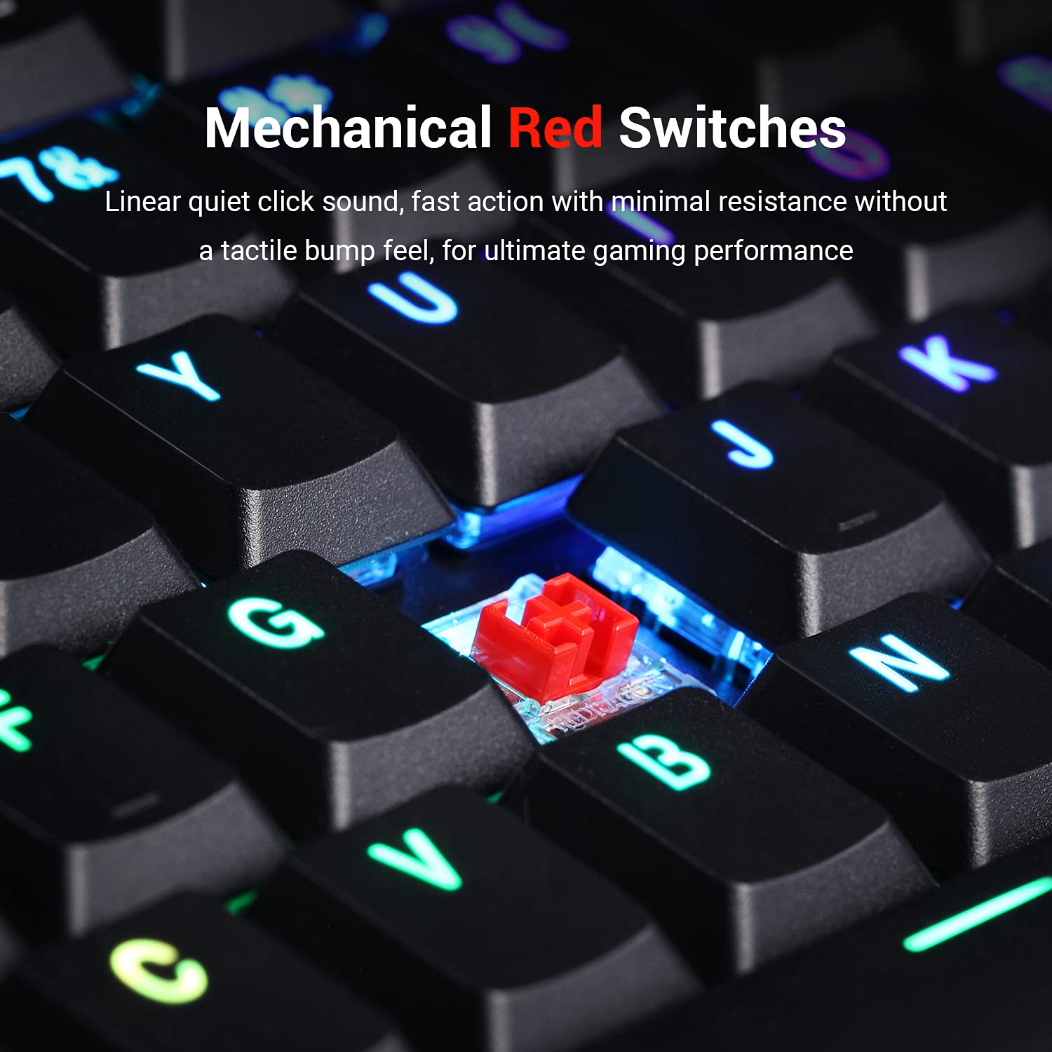 Redragon Mechanical Gaming Keyboard RGB LED Backlit Low Profile Wired Macro 96 Keys Red Switches, for Windows Gaming PC, Black
