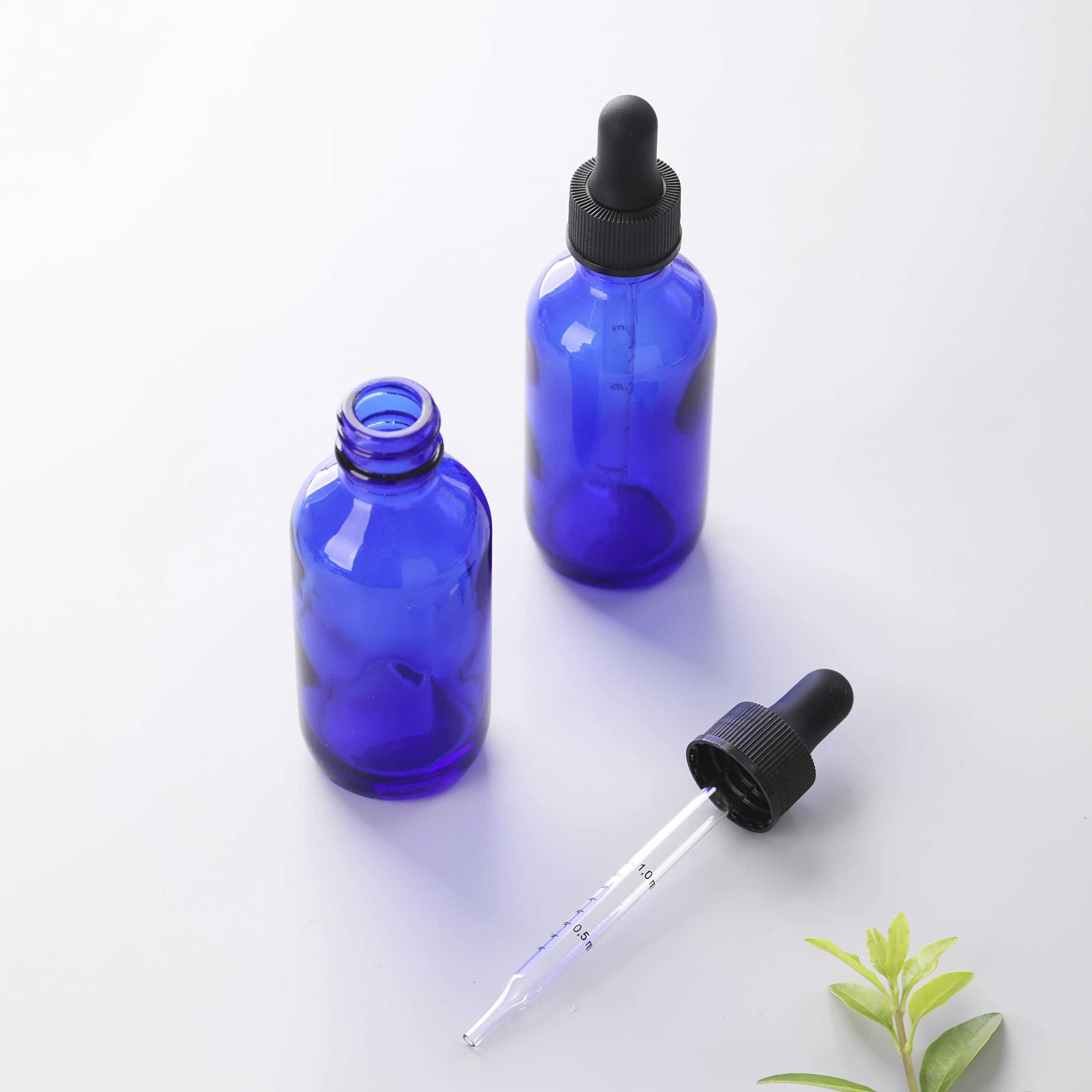 EASTHOLGLS 2 oz Glass Dropper Bottle,Glass Eye Dropper with Scale for Essential Oils,Tincture Bottles with Dropper, Leak Proof Travel Bottles for Liquids,Pack of 12