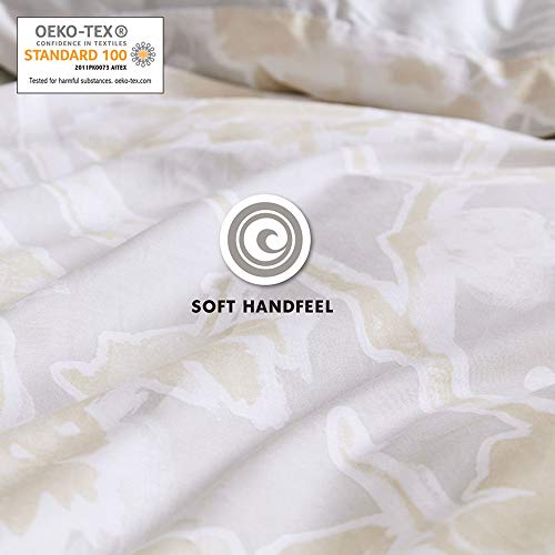 INTELLIGENT DESIGN Reversible 100% Cotton Sateen Duvet - Breathable Comforter Cover, Modern All Season Bedding Set with Sham (Insert Excluded), Tanet, Flower Grey King/Cal King(104"x90")