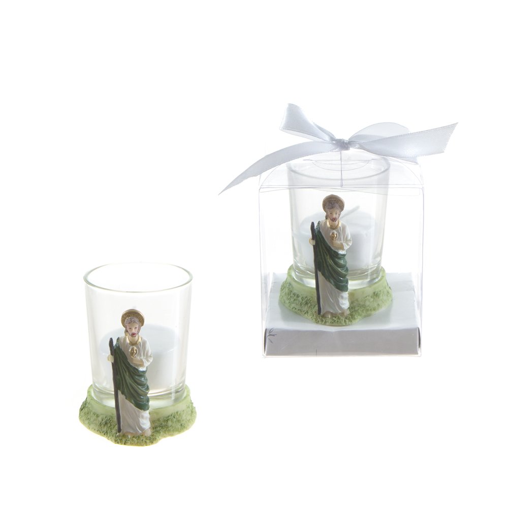 Lunaura Religious Keepsake - Set of 12 St. Judas Tadeo Saint Jude Glass Votive Candle Set Favors