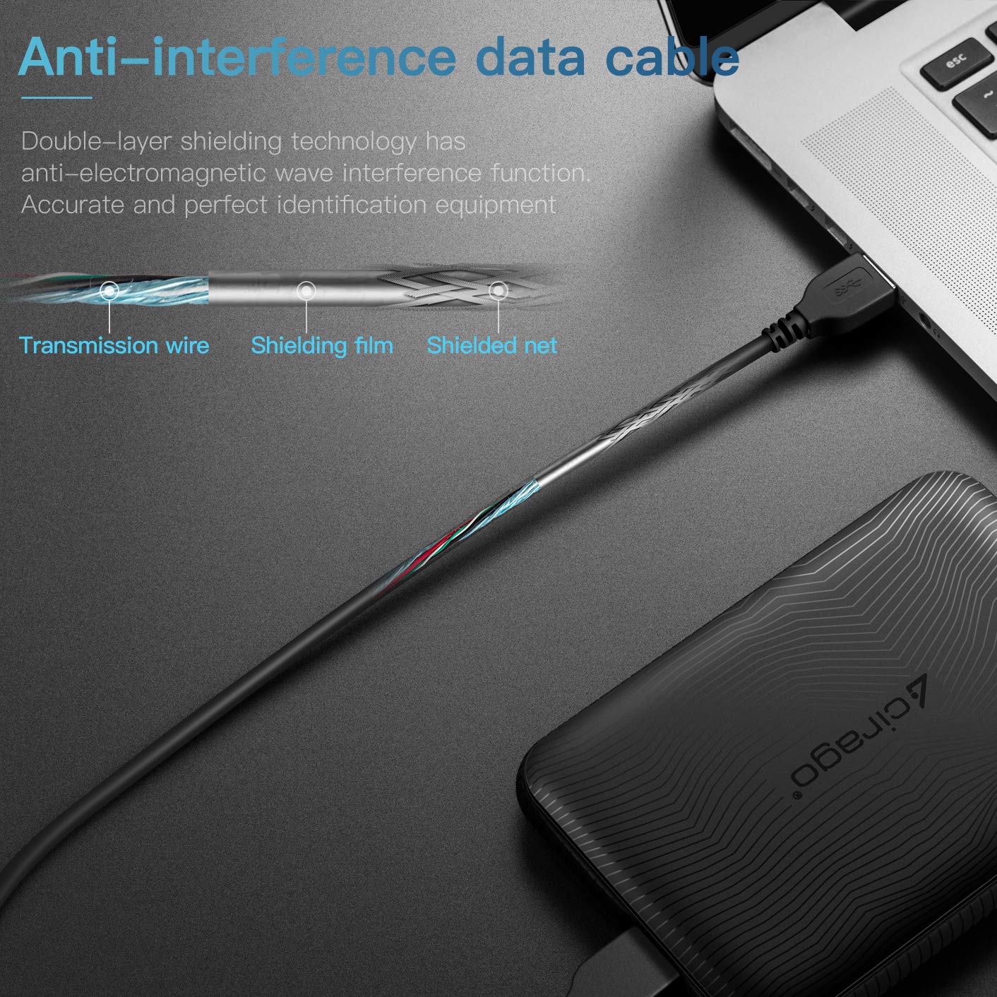 CIRAGO 2TB Slim External Portable Hard Drive, Drop Shock HDD- USB 3.0 for PC, Mac, Desktop, Laptop, MacBook, Chromebook, Xbox One, Xbox 360, PS4 (Black)