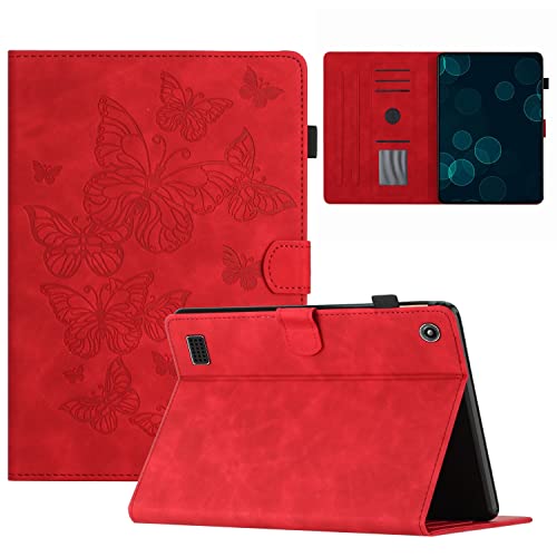 Tablet PC Case Compatible with Kindle Fire 7 Case 2019/2017/2015,Vintage Premium Leather Case Folding Stand Folio Cover Protective Cover with Card Slot/Auto Sleep Wake Tablet home ( Color : Vermelho )