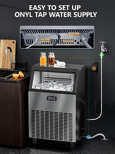 Joy Pebble Commercial Ice Machine,265 lbs/24H/11,500pcs,120pcs/Cycle,Ice Size Control,24H Timer,Ice Maker Machine Under Counter for Restaurant/Bar/Office/Home/Party