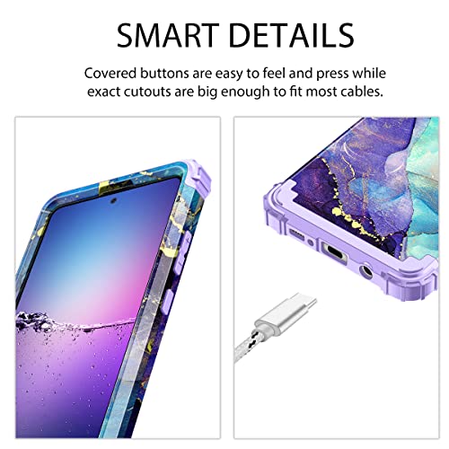 Rancase for Galaxy A51 5G Case,Three Layer Heavy Duty Shockproof Protection Hard Plastic Bumper +Soft Silicone Rubber Protective Case for Samsung Galaxy A51 5G,Purple