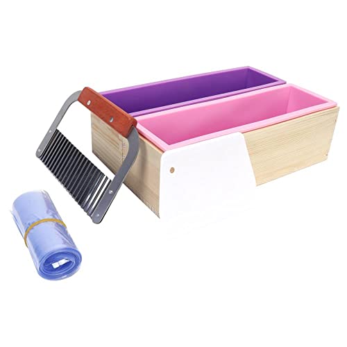 Complete Soap Making Supplies Set - Silicone Soap Mold Kit with Rectangular & Wave Cutters Plastic Mold and Soap Making Tools - DIY Soap Making Kit