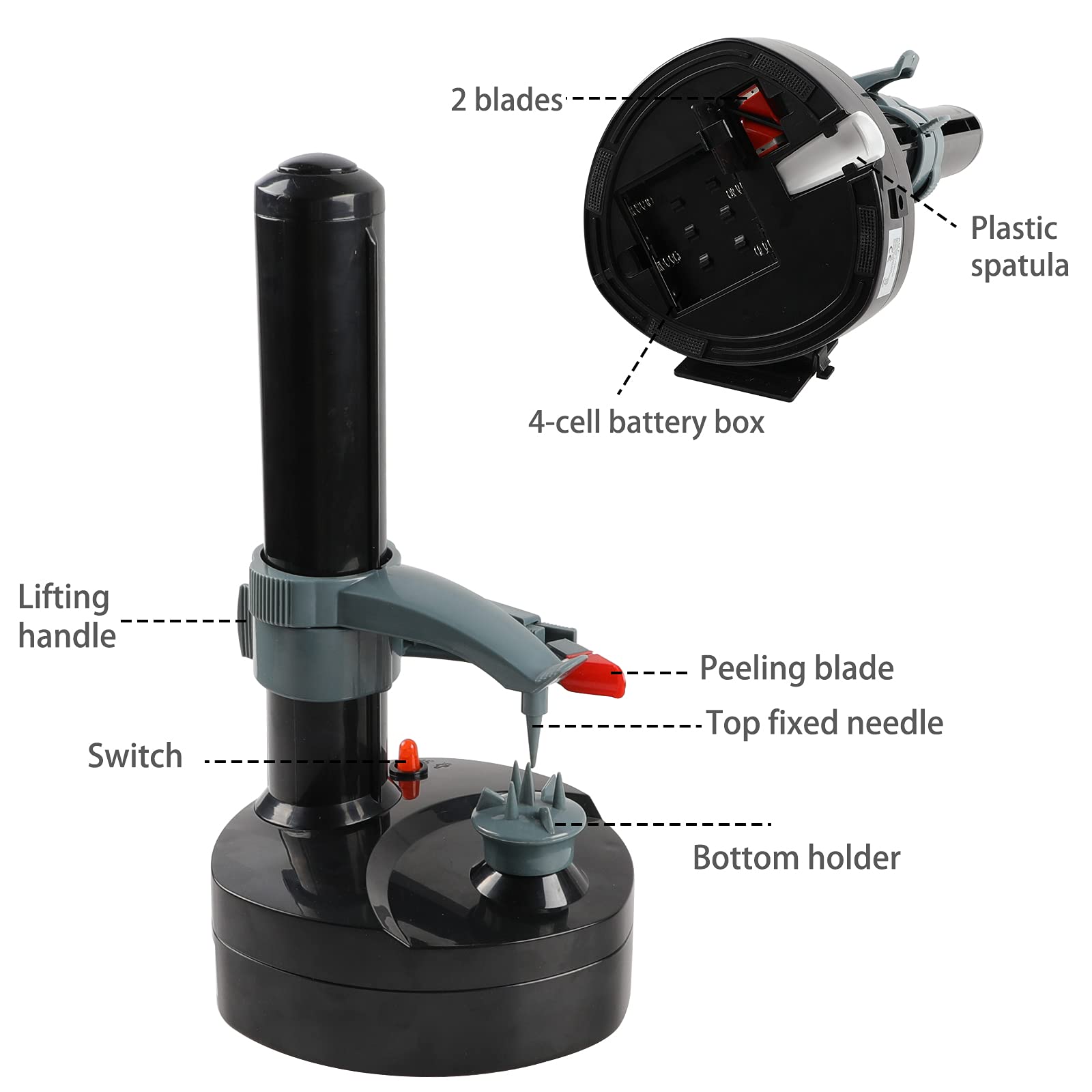 Electric Potato Peeler with 23 Replacement Blades Rotato Express Stainless Steel Automatic Rotating Fruits Fruit Potato Peeler Vegetables Cutter Apple Paring Machine Kitchen Peeling Tool
