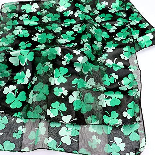 CBC Crown Women's St.Patrick's Shamrock Scarf Clover Scarf, One Size, Green White Black (Black - Shamrock)