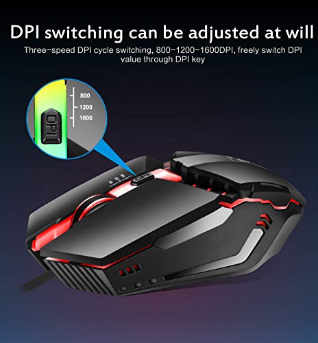 USB Wired Gaming Mouse - 7 Color Lighting,6 buttons,1600DPI - Adjustable Gaming Mouse Mice For Computer