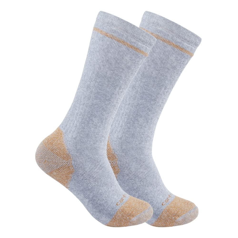 Carhartt mens Full Cushion Steel Toe Cotton Work Boot 2 Pair Pack crew socks, Grey, Large US