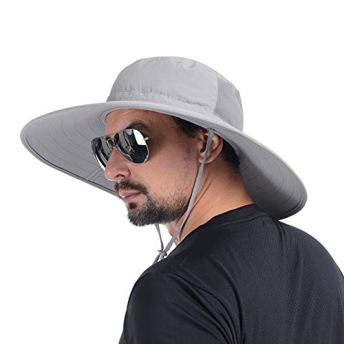 USHAKE Foldable Super Wide Brim Fishing Hat Bucket Safari Hat, UPF 50+ Sun Hat