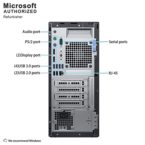 Dell OptiPlex 7060 Tower High Performance Desktop Computer, Intel Six Core i7-8700 up to 4.6GHz, 16G DDR4, 512G SSD, WiFi, BT, 4K Support, DP, Win 10 Pro 64 English/Spanish/French(Renewed)