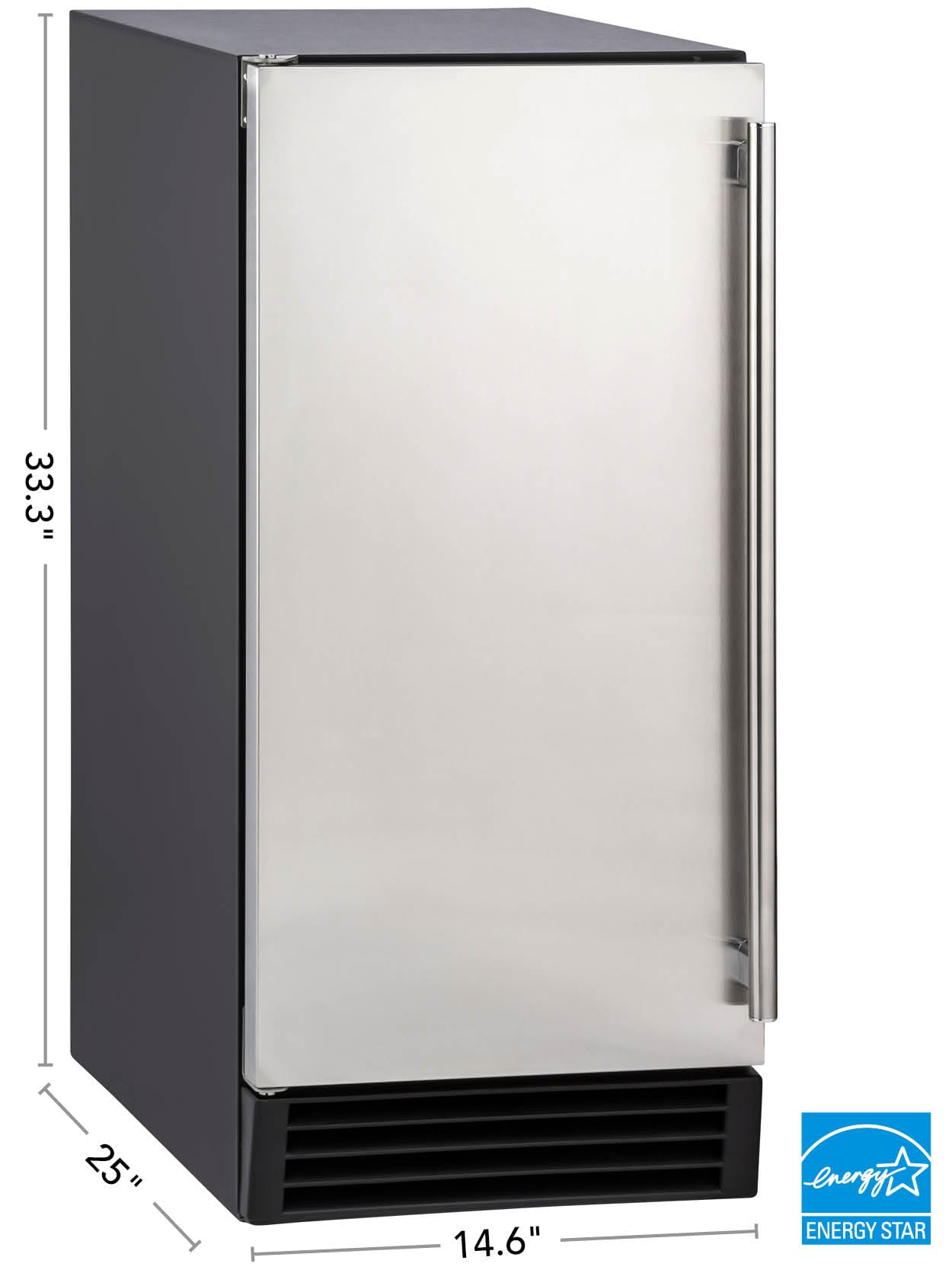 Maxx Ice MIM50 60Lb Premium Clear Ice Cube Maker Machine for Built-in Undercounter or Freestanding Household Residential or Commercial Use, 15 Inch Wide, Silver