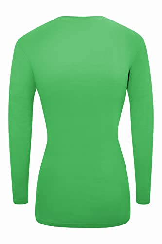 Natural Uniforms Women's Long Sleeve V-Neck T-Shirt Under Scrub (Light Green, Large)