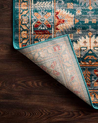 Loloi II Isadora Collection Distressed Persian Area Rug, 2'-0" x 3'-0", Lagoon/Multi