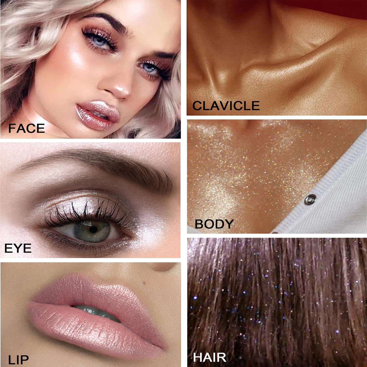 Dulele Body Glitter, Highlighter Stick Body Cheek Hair Cosmetics Contouring Shimmer Highlighter Waterproof Light Face Cosmetics Makeup Set(3 colors)