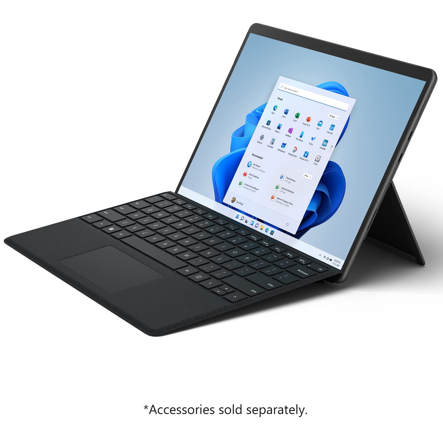 Microsoft 8PQ-00017 Surface Pro 8 13" Touch Intel i5-1135G7 8GB/256GB Laptop - Graphite Bundle with Signature Type Cover Keyboard + Deco Gear Charger + Deco Gear Magnetic Wireless Sport Earbuds
