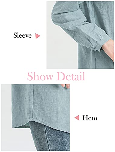 Minibee Women's Scoop Neck Pleated Blouse Solid Color Lovely Button Tunic Shirt White M