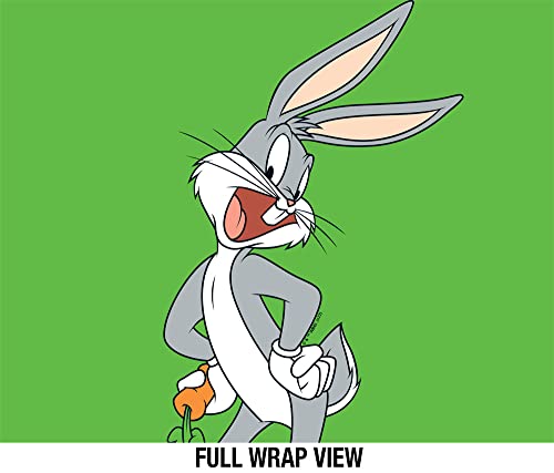 Looney Tunes OFFICIAL Bugs Bunny Green Background 24 oz Insulated Canteen Water Bottle, Leak Resistant, Vacuum Insulated Stainless Steel with Loop Cap, White