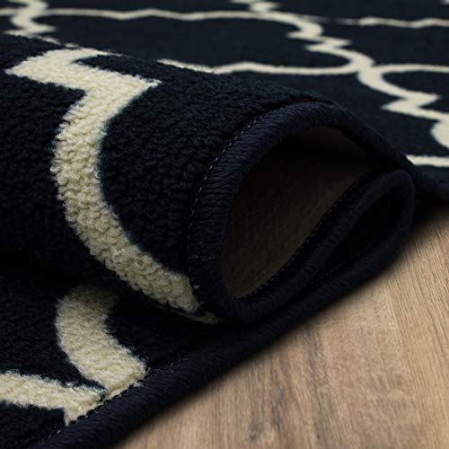 Mohawk Home Soho Fancy Trellis Geometric Lattice Printed Area Rug, 2 ft 6 in x 3 ft 10 in, Navy