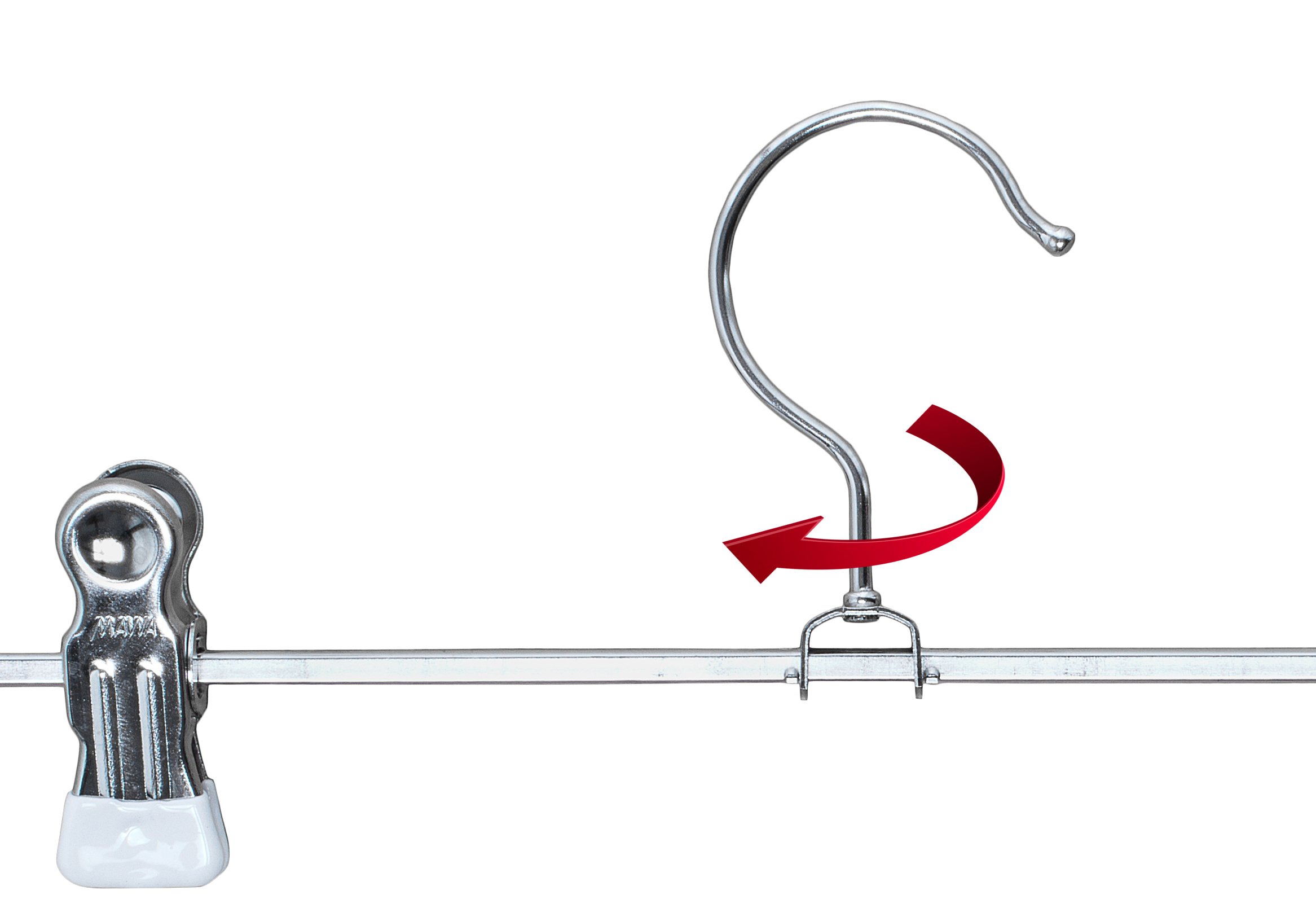 Mawa by Reston Lloyd Non-Slip Space-Saving Clothes Hanger For Pants & Skirts with Two Clips, Style K/40D, Set of 10, 15 3/4"L, White
