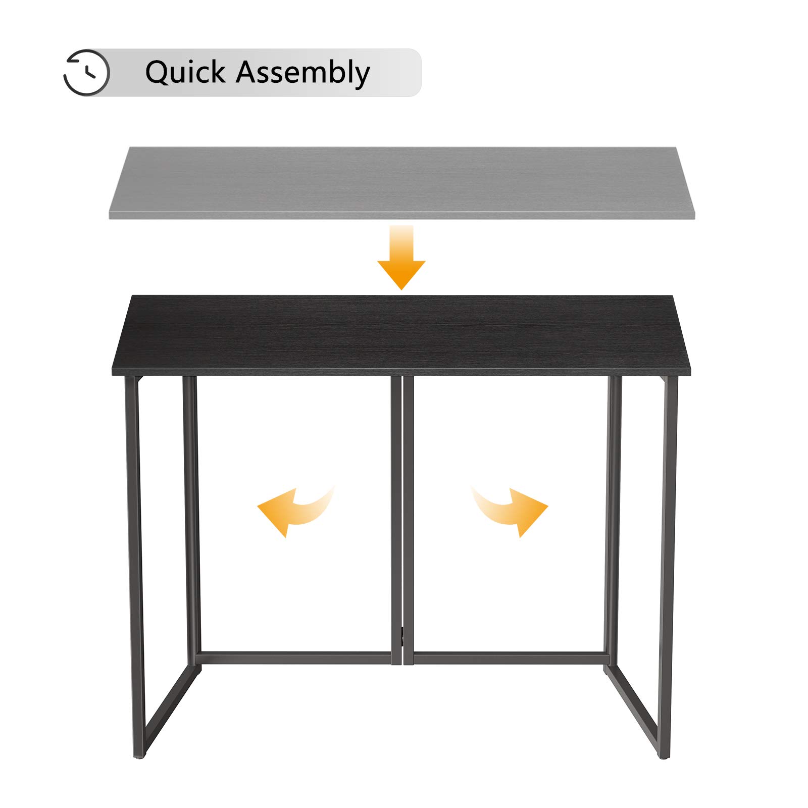 Cubiker 40" Folding Computer Desk,Small Home Office Laptop Work Desk,Study Writing Table,No-Assembly,Foldable and Portable Design,Black