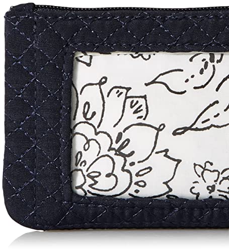 Vera Bradley Women's Microfiber Zip ID Case Wallet, Solid Navy, One Size