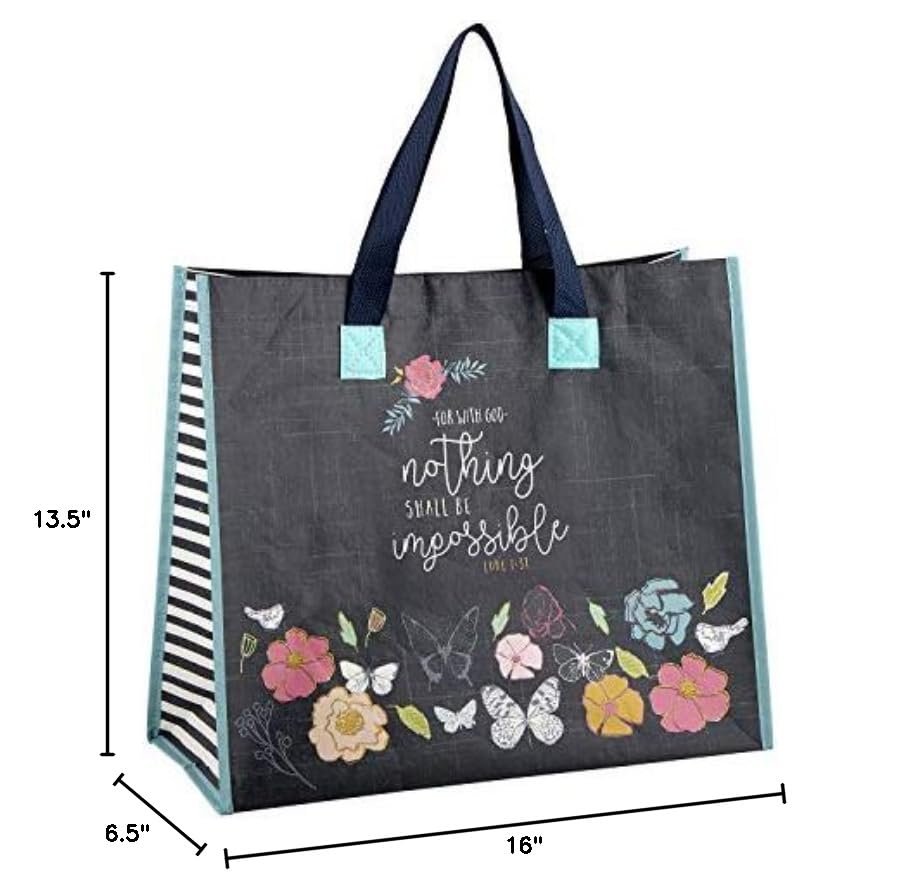 Creative Brands Faithworks-Prayerful Wings Inspirational Reusable Gift/Tote Bag, 16 x 13.5-Inch, Nothing Impossible